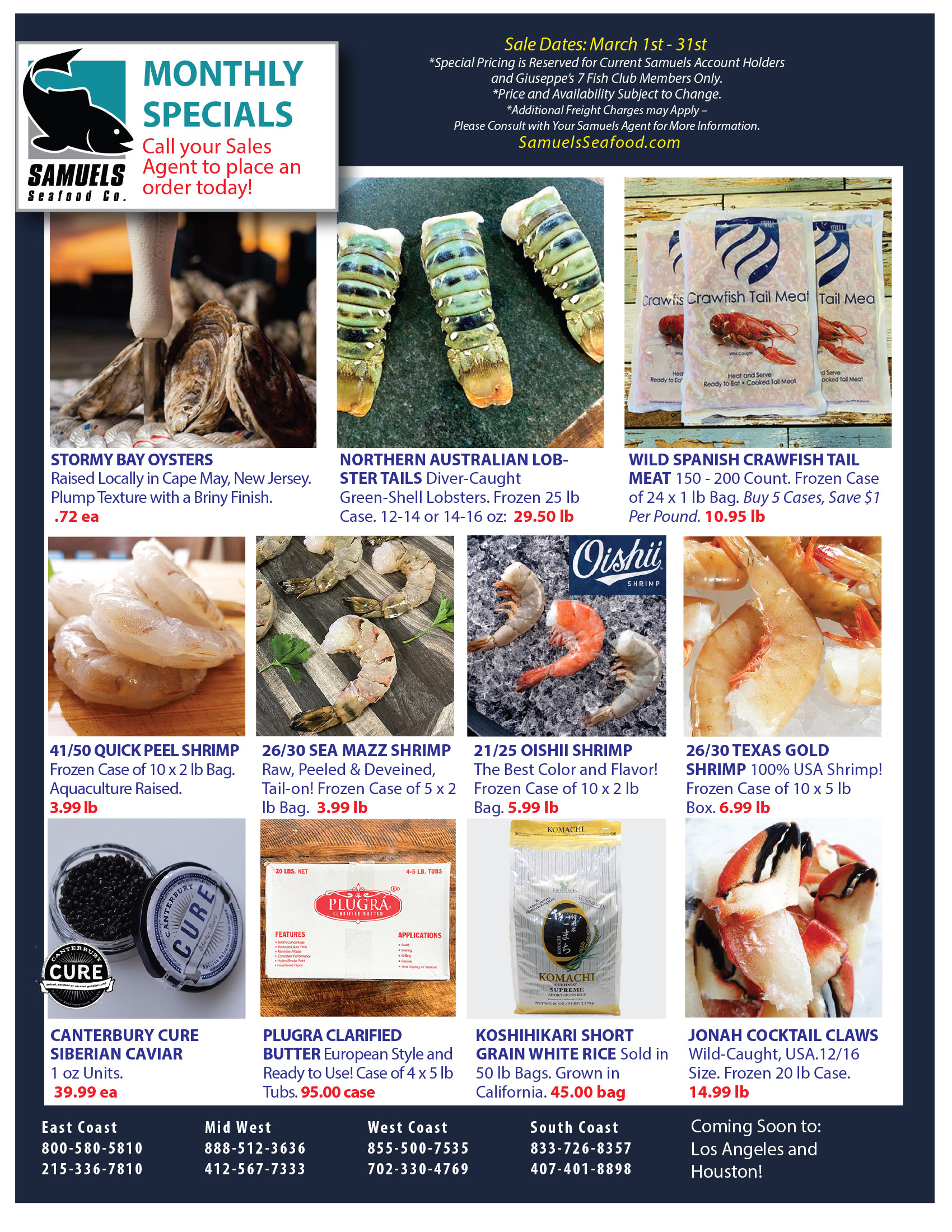 Monthly Specials | Samuels Seafood