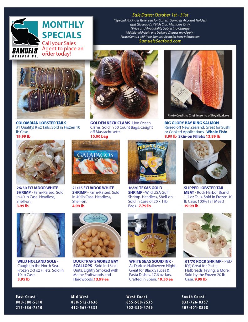 Monthly Specials | Samuels Seafood