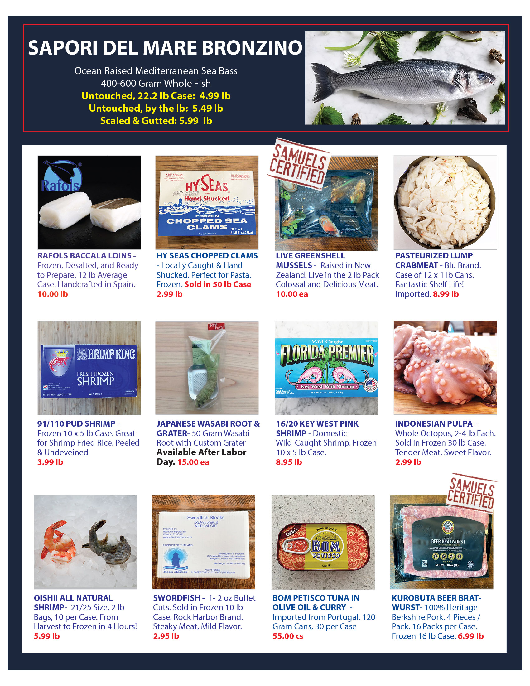 Monthly Specials | Samuels Seafood