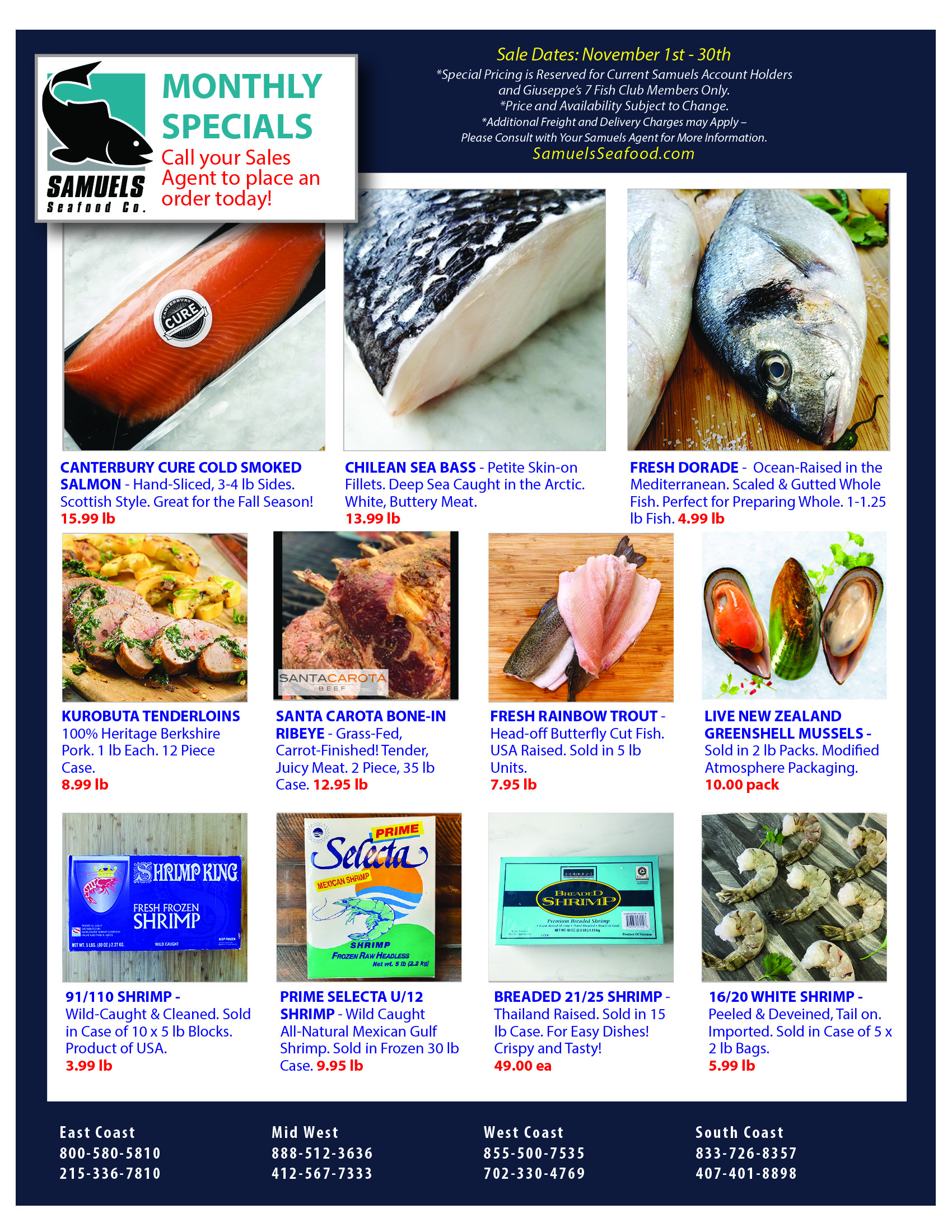 Monthly Specials | Samuels Seafood