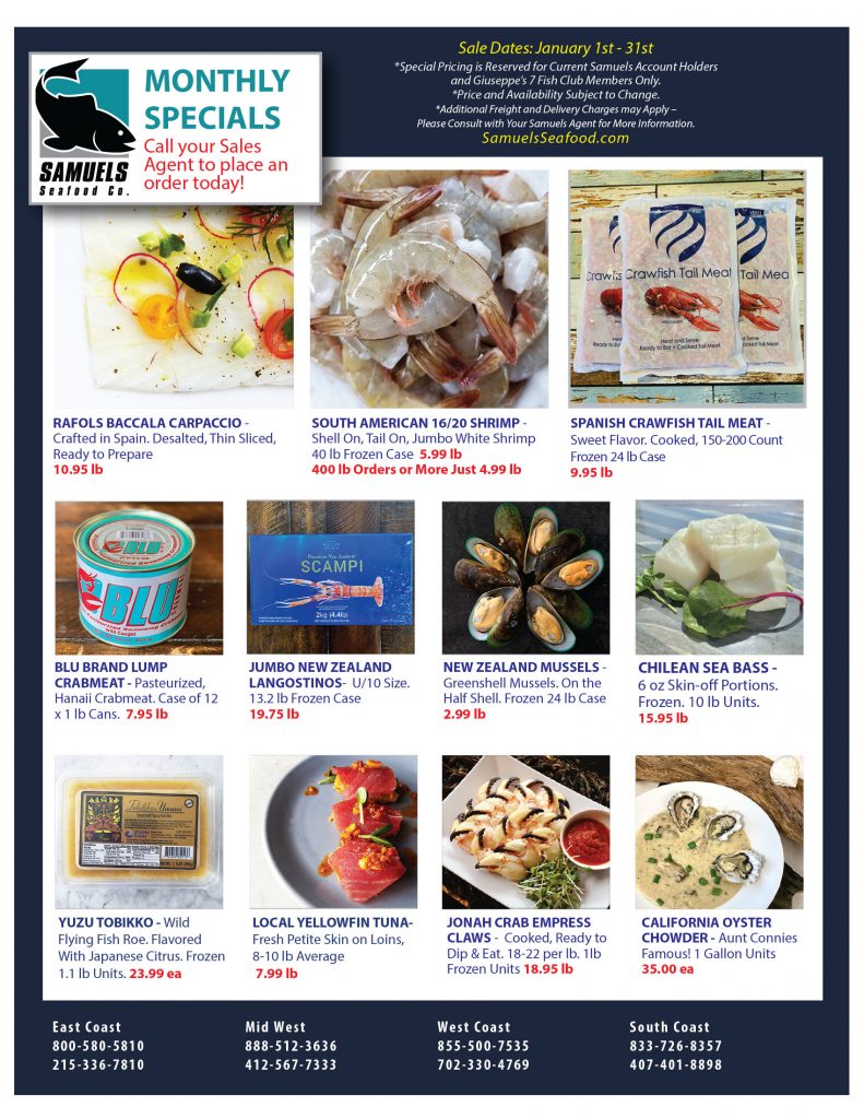 Monthly Specials | Samuels Seafood
