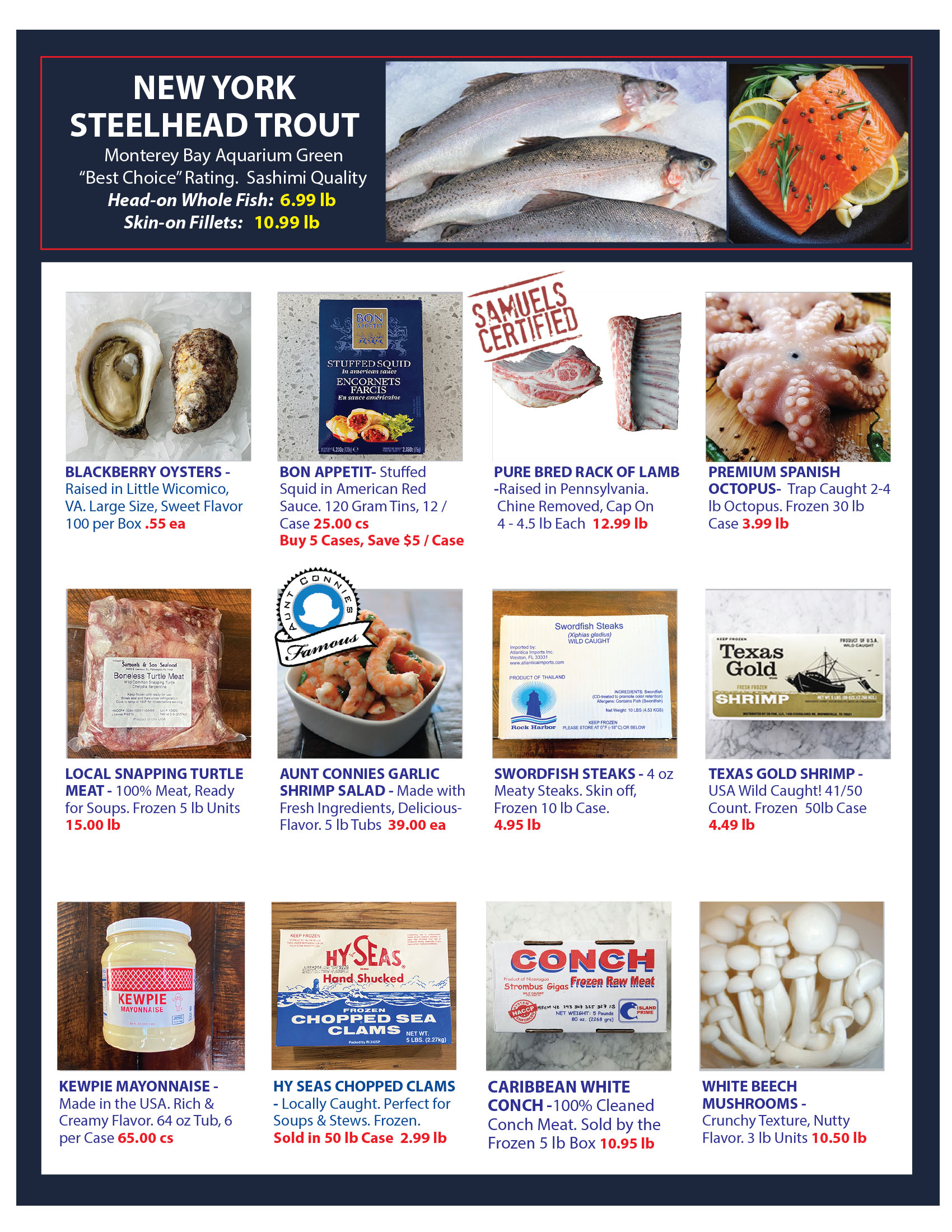 Monthly Specials | Samuels Seafood