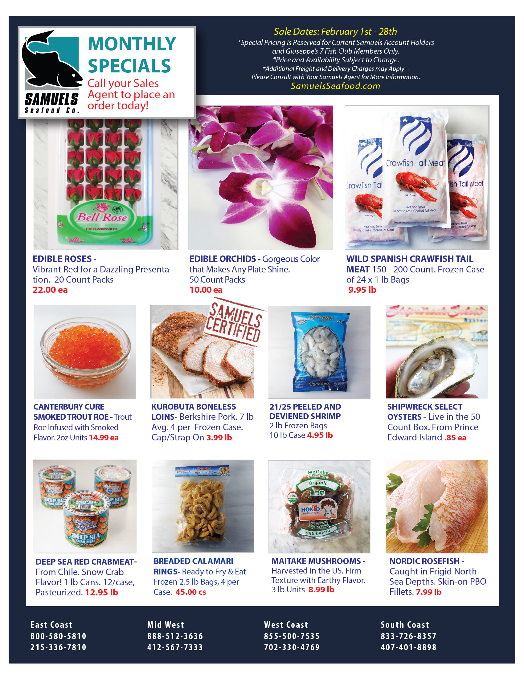 Monthly Specials | Samuels Seafood